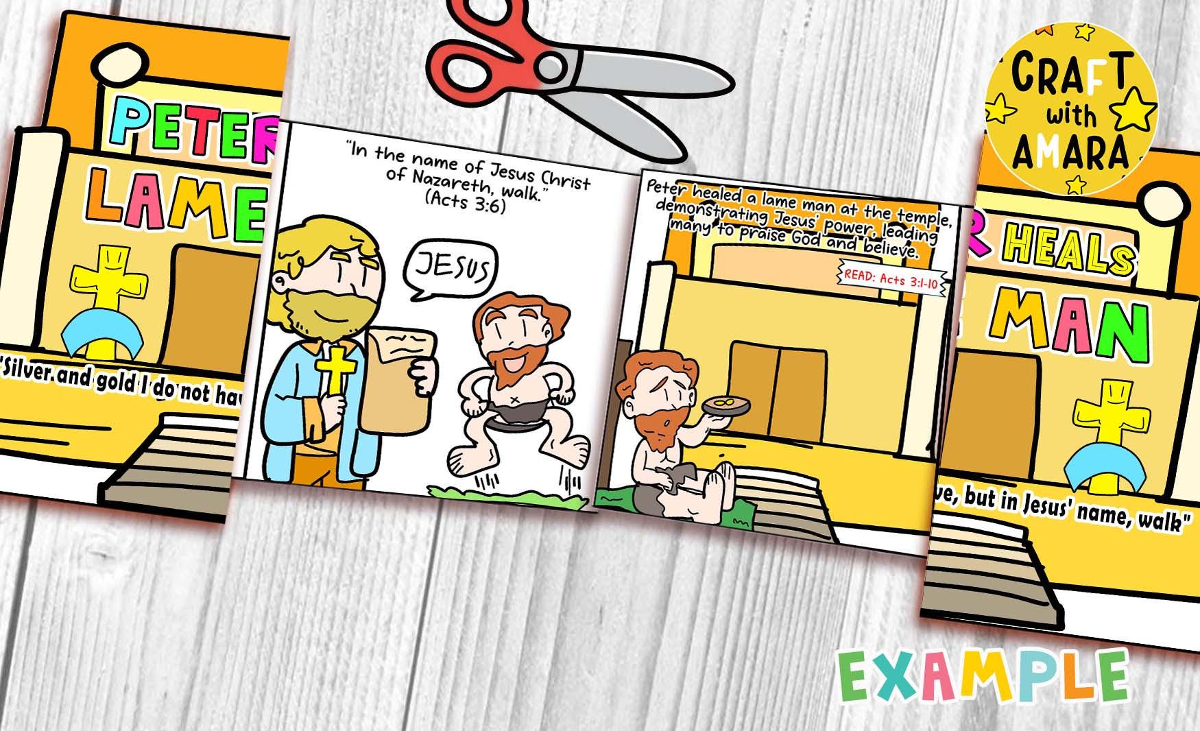 Peter Heals the Lame Man Easy Coloring Folding Surprise Bible Craft ...
