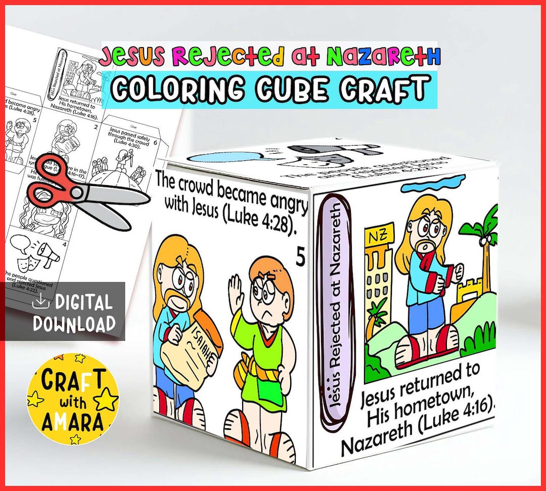 Jesus Rejected at Nazareth Coloring Cube Bible Craft: Memory Games ...