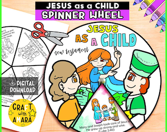 Jesus as a Child Spinner Coloring Wheel Bible Craft: Children Ministry ...