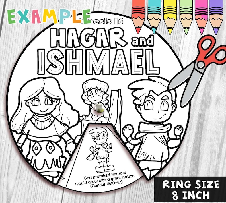 Hagar and Ishmael Spinner Coloring Wheel Craft: Bible Lesson Study ...