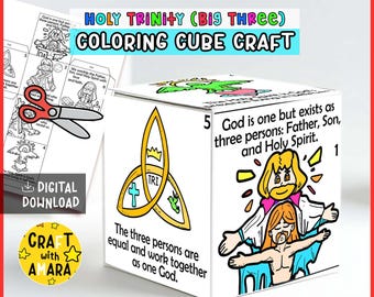 Holy Trinity (big Three) Coloring Cube Craft, Holy Spirit, Bible Verse ...