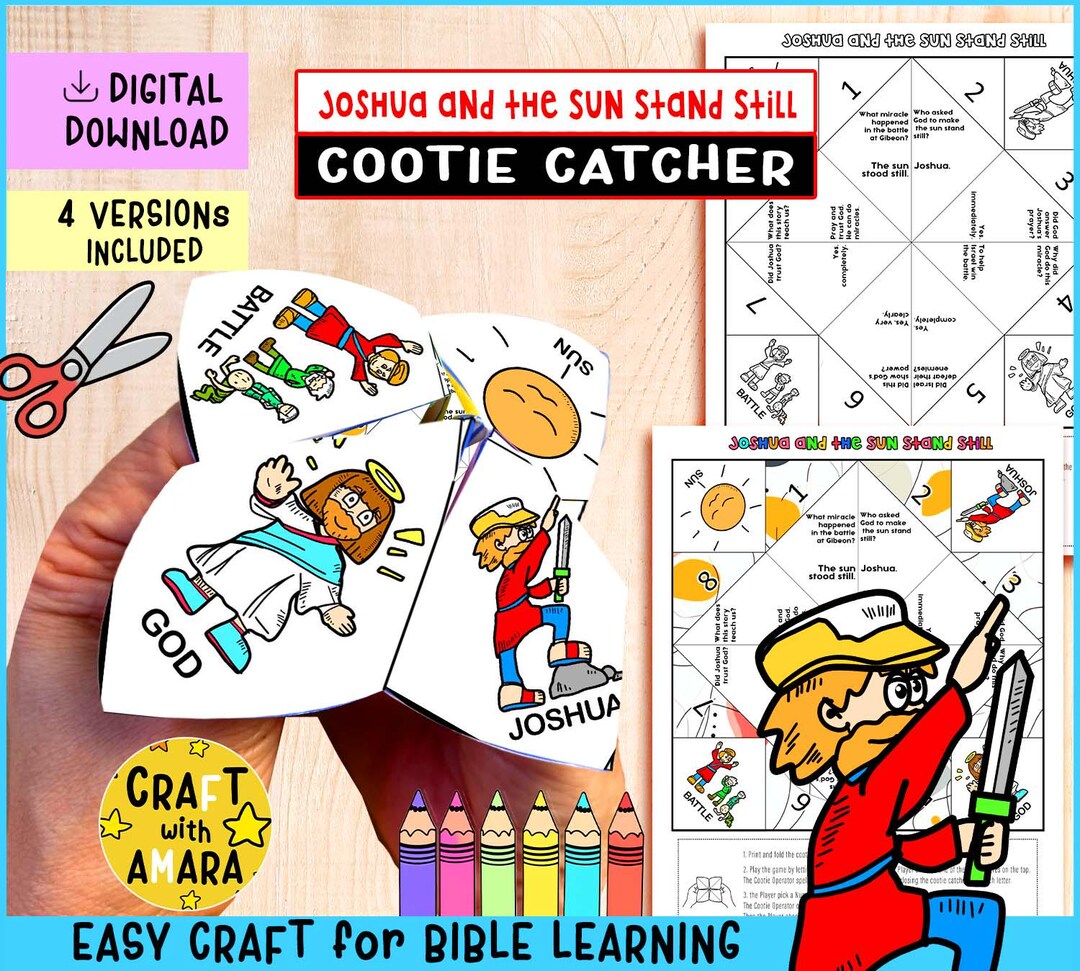 Joshua and the Sun Stand Still Coloring Cootie Catcher: Bible Sunday ...