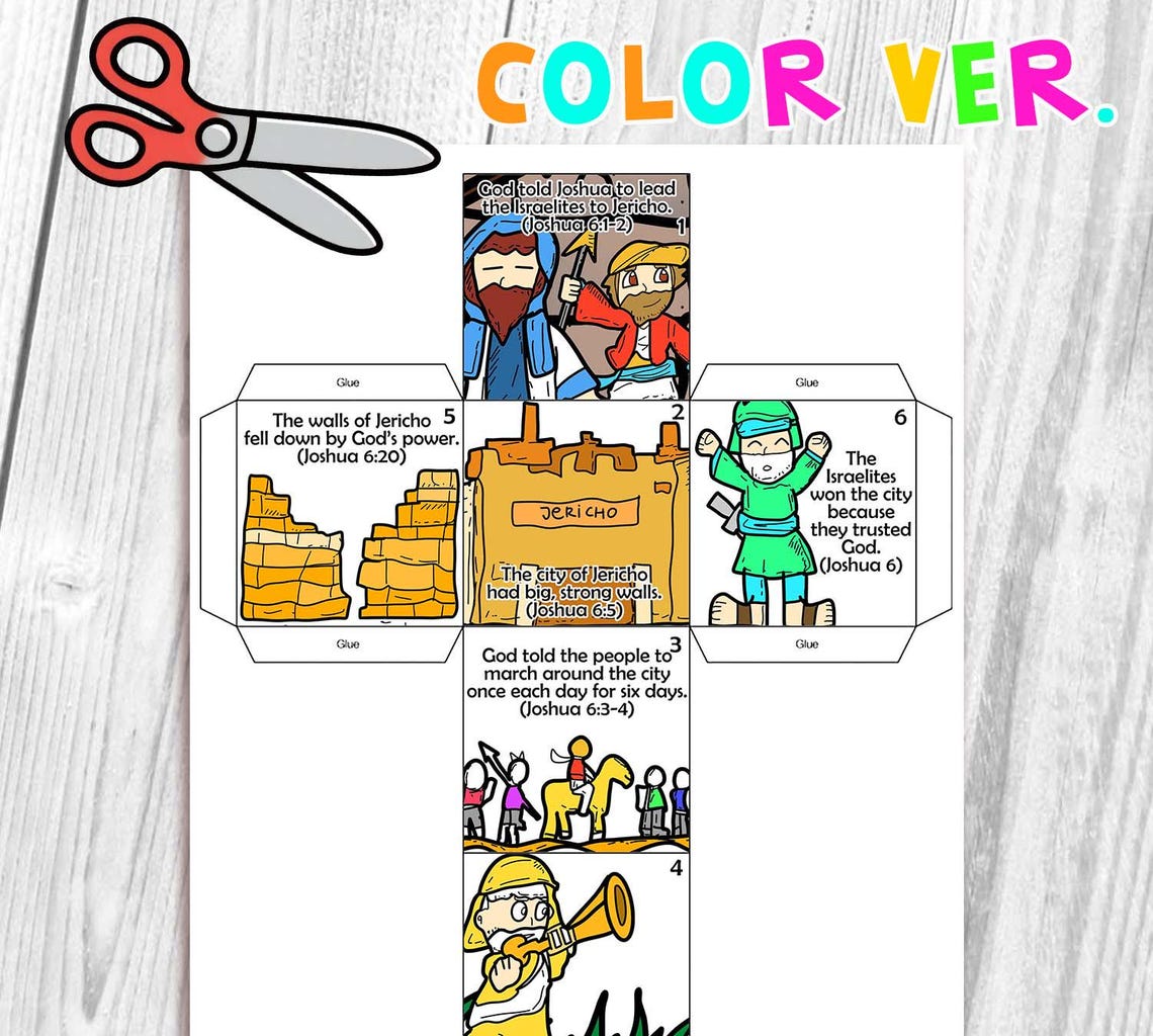 Joshua and the Battle of Jericho Coloring Cube: Bible Story Craft ...