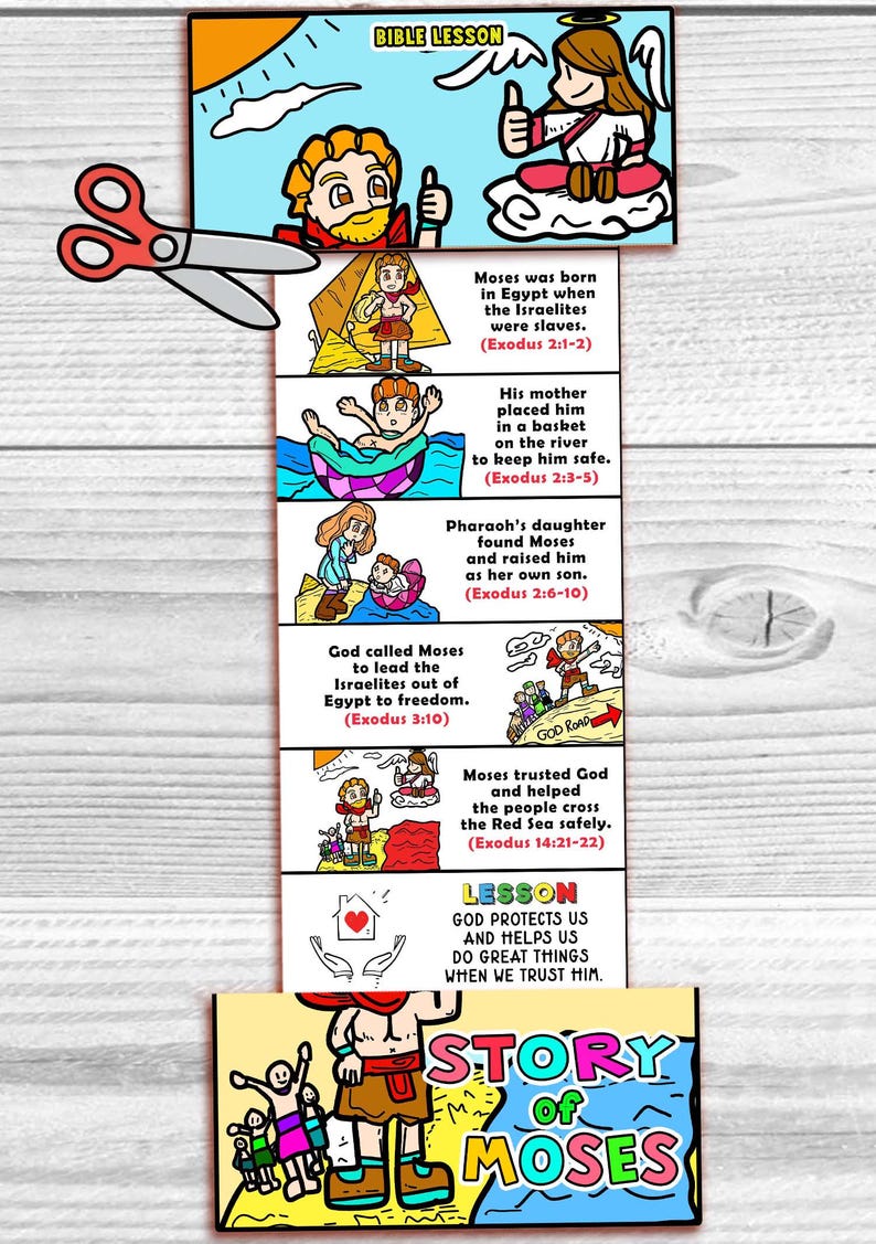 Story of Moses Folding Surprise: Bible Craft, Bible Story Lesson ...