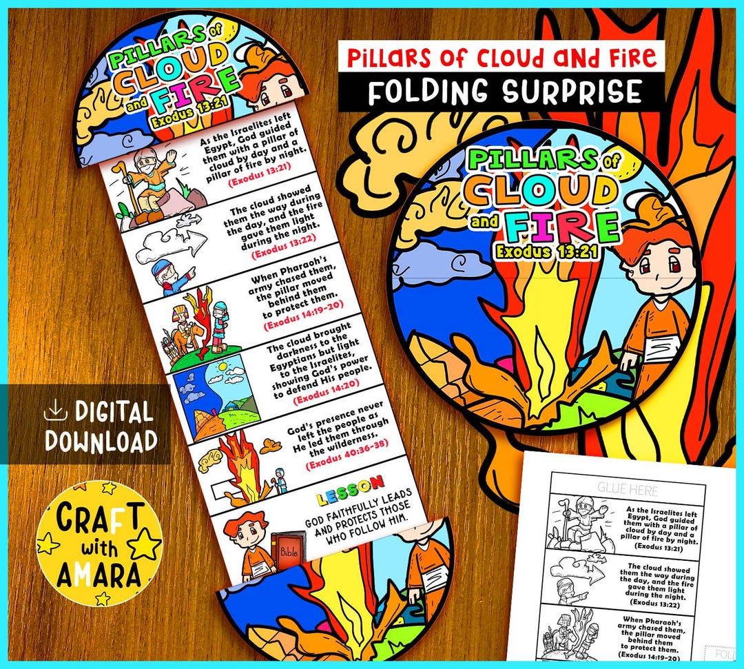 Pillars of Cloud and Fire Folding Surprise Bible Craft: Bible Study ...
