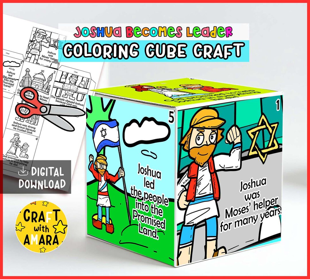 Joshua Becomes Leader Bible Story Cube Craft: Sunday School Coloring ...