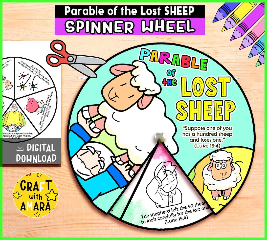 Parable of the Lost Sheep Spinner Coloring Wheel Bible Craft: Sunday ...