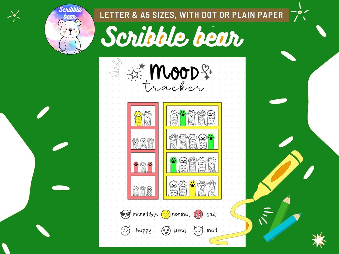 Dog Paw Mood Tracker Printable Journal Kit Planner Page With Feelings ...