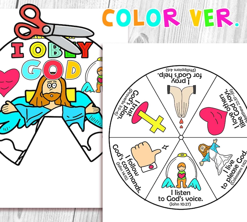 I Obey God Spinner Coloring Wheel, Bible Activity, Identity in Christ ...