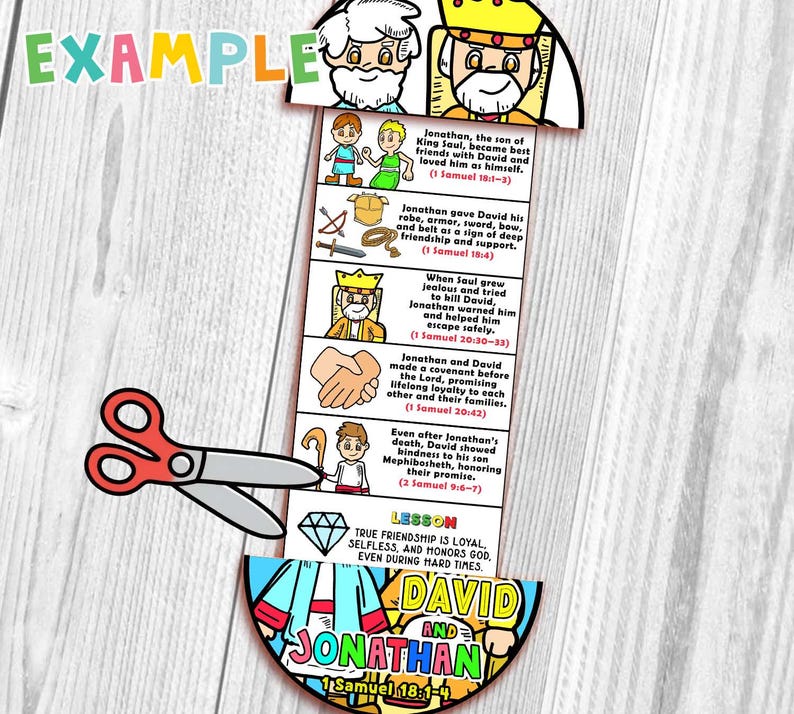 David and Jonathan Folding Surprise Bible Craft, Bible Story Lesson ...