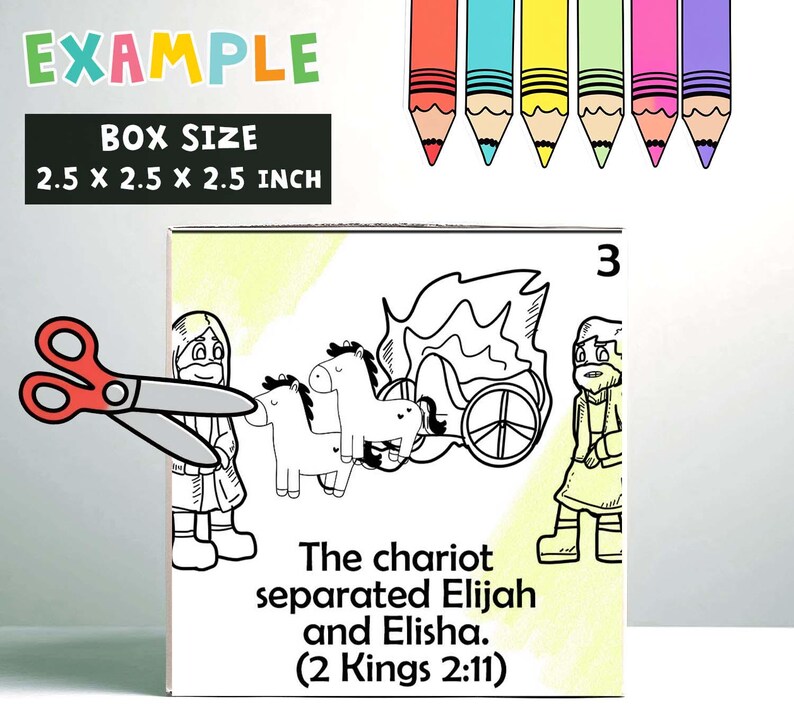 Elijah Taken up to Heaven Coloring Cube Craft, Memory Games, Bible ...