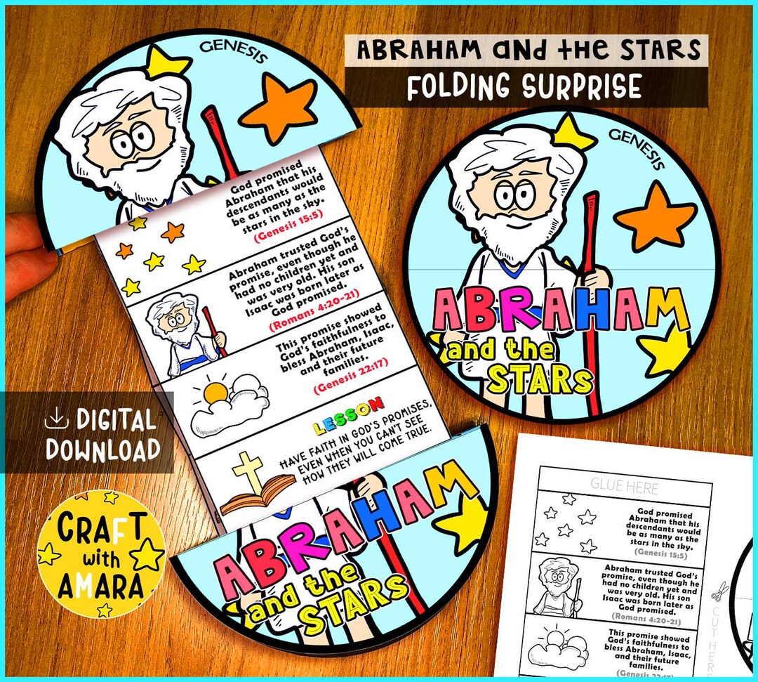 Abraham and the Stars Folding Surprise Bible Craft, Bible Lesson ...