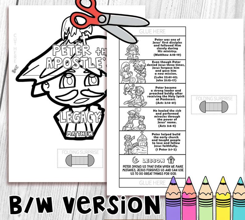 Peter the Apostle's Legacy Folding Surprise Coloring Craft: Bible ...