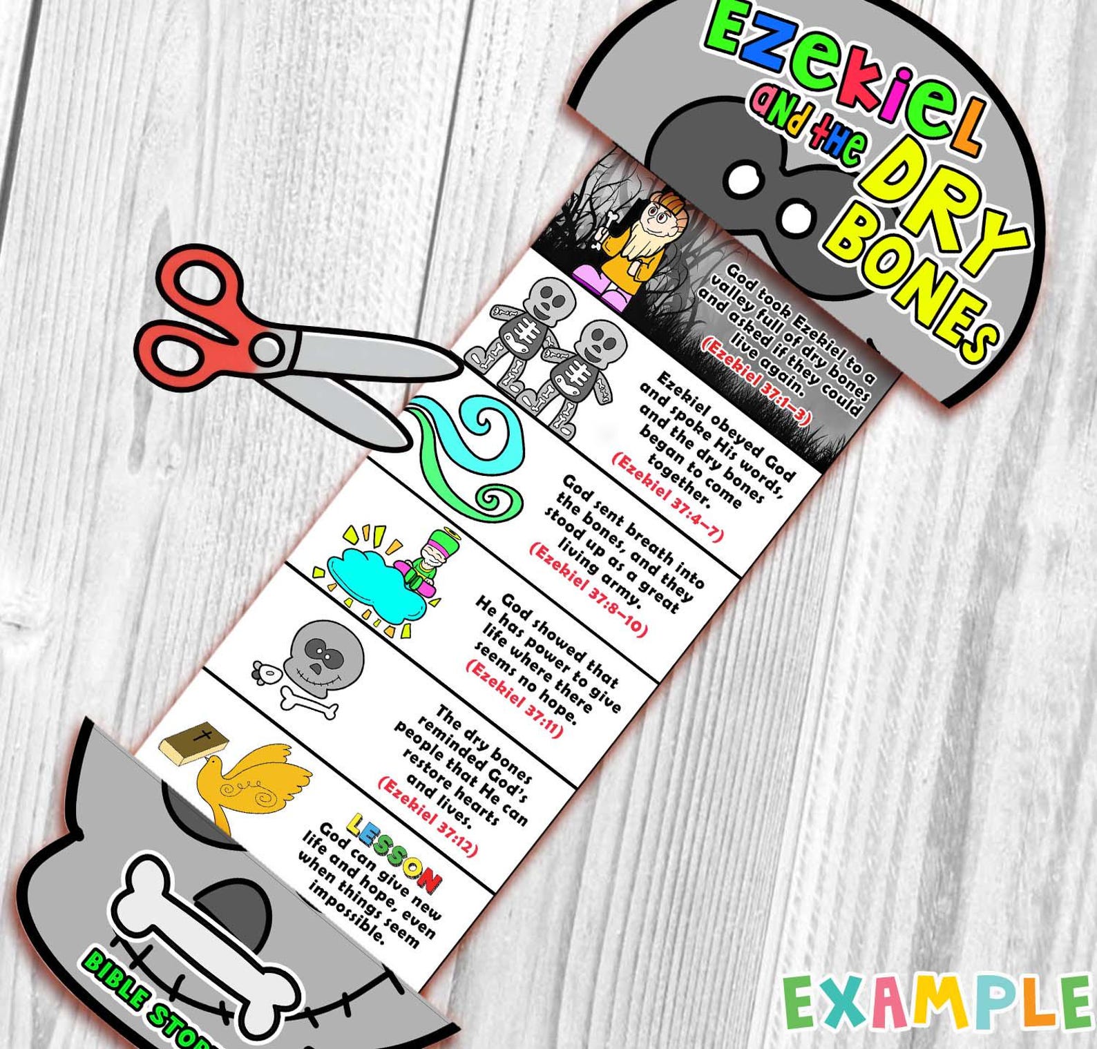 Ezekiel and the Dry Bones Folding Surprise Craft: Bible Story Summary ...