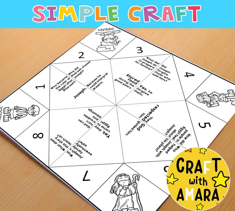 Joseph the Prince of Egypt Coloring Cootie Catcher: Bible Sunday School ...