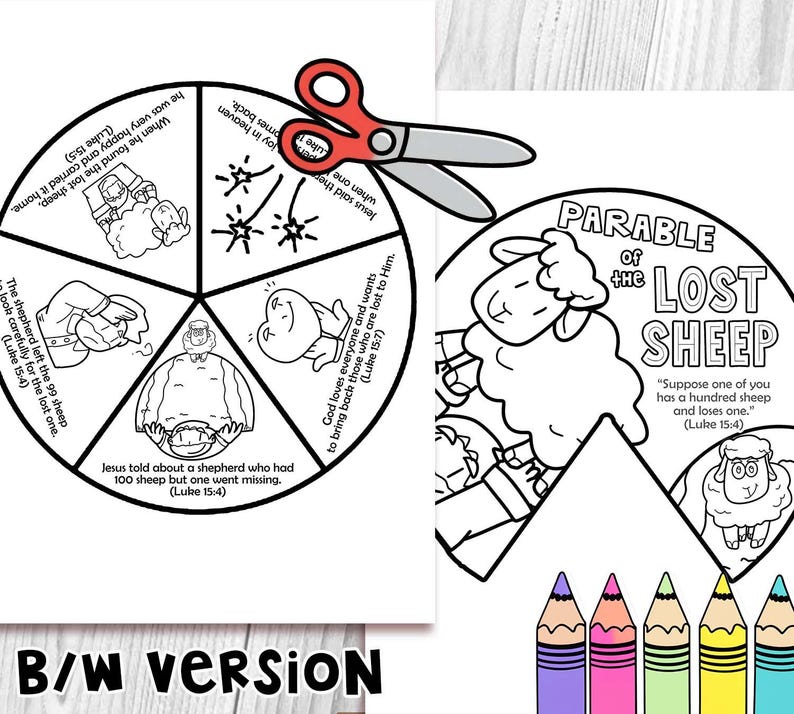 Parable of the Lost Sheep Spinner Coloring Wheel Bible Craft: Sunday ...