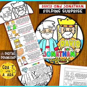 David and Jonathan Folding Surprise Bible Craft, Bible Story Lesson ...