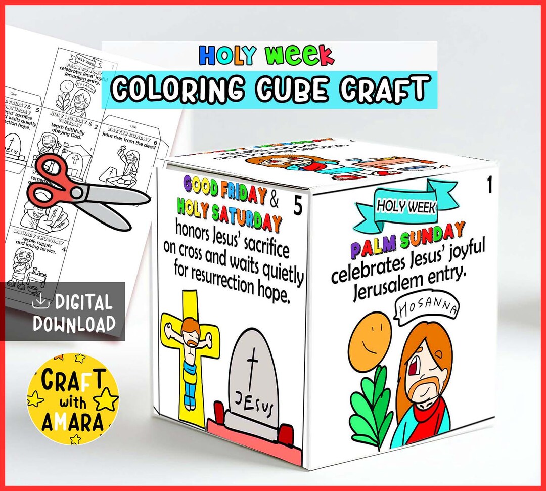 Holy Days - Holy Week Coloring Cube Bible Craft: Sunday School Church ...