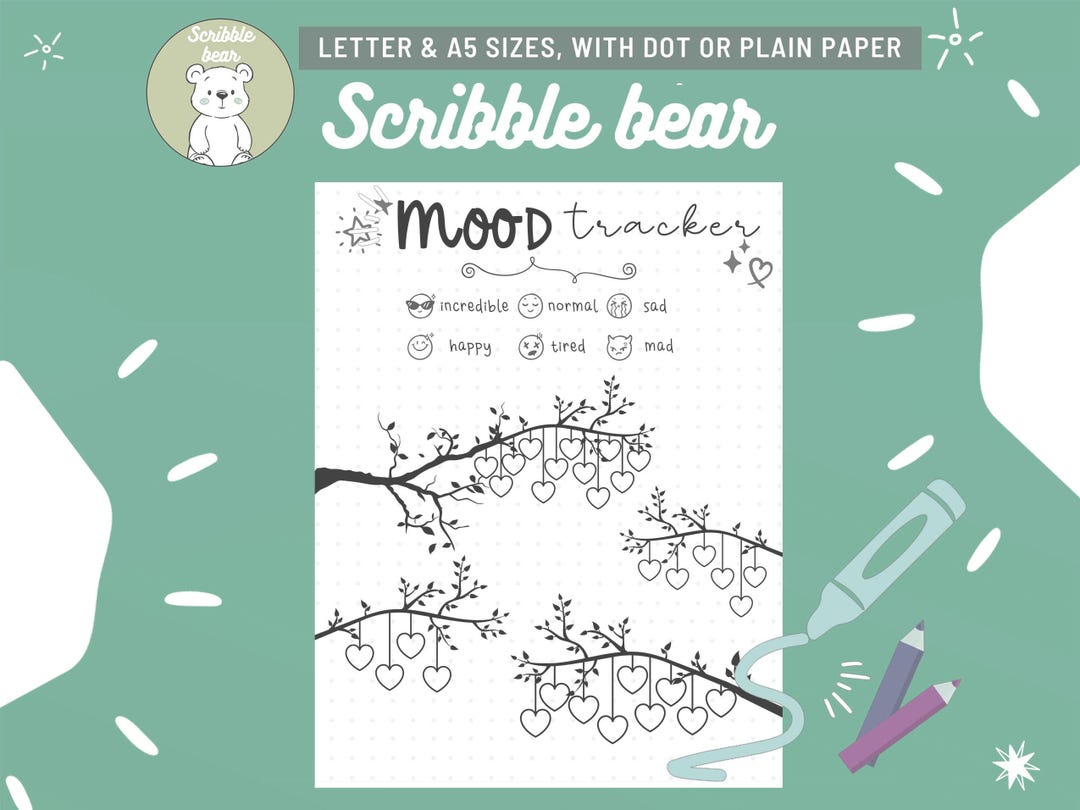 Family Tree Mood Tracker Printable Journal Kit Planner Page With Feelings Track Mood Template ...