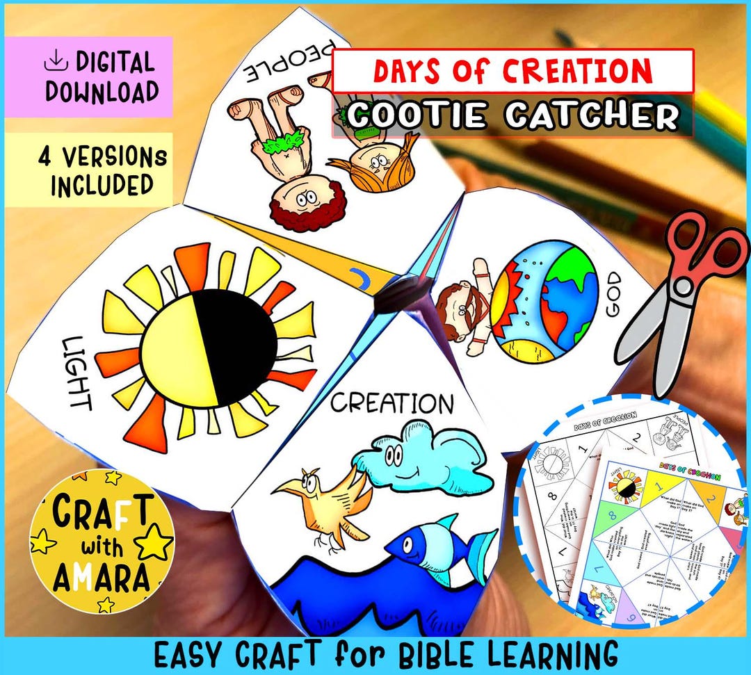 Days of Creation Coloring Cootie Catcher: Bible Sunday School Craft ...
