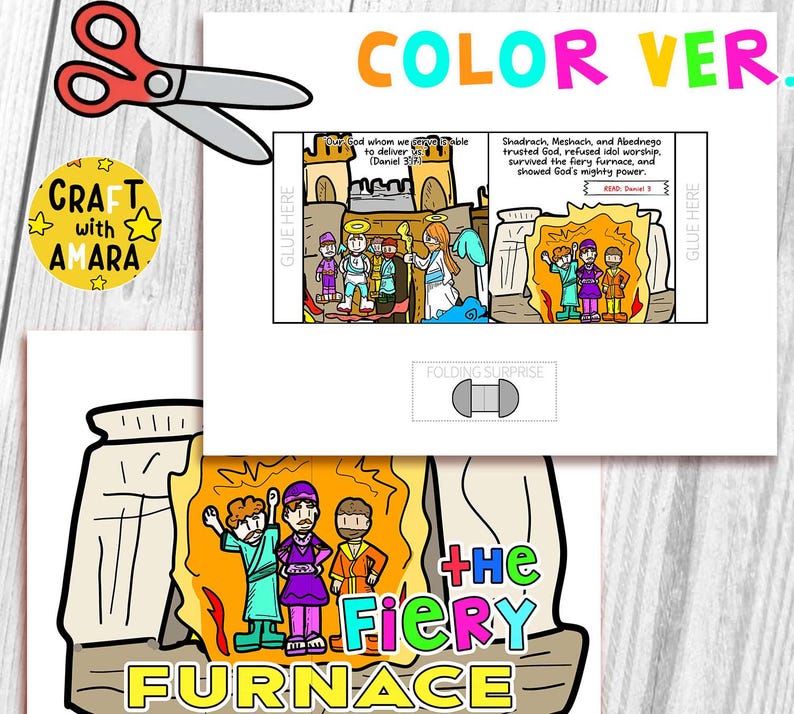 Shadrach Meshach and Abednego (the Fiery Furnace) Easy Coloring Folding ...