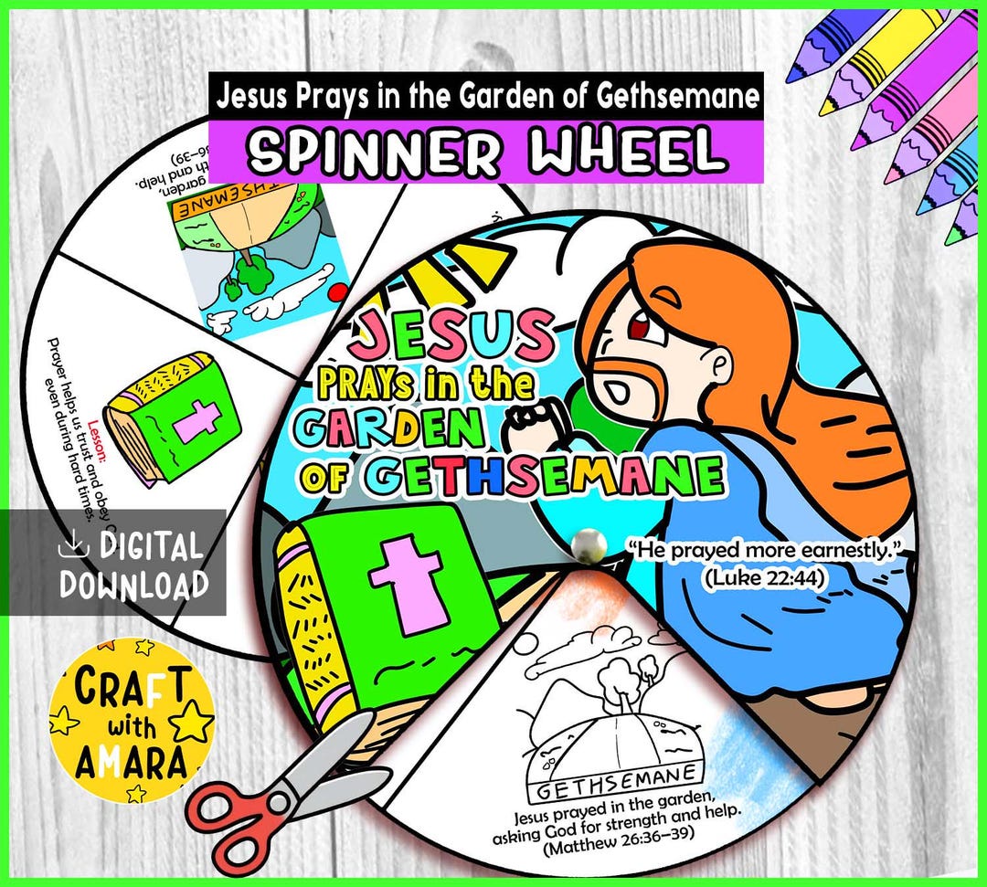 Jesus Prays in the Garden of Gethsemane Spinner Wheel Bible Craft ...