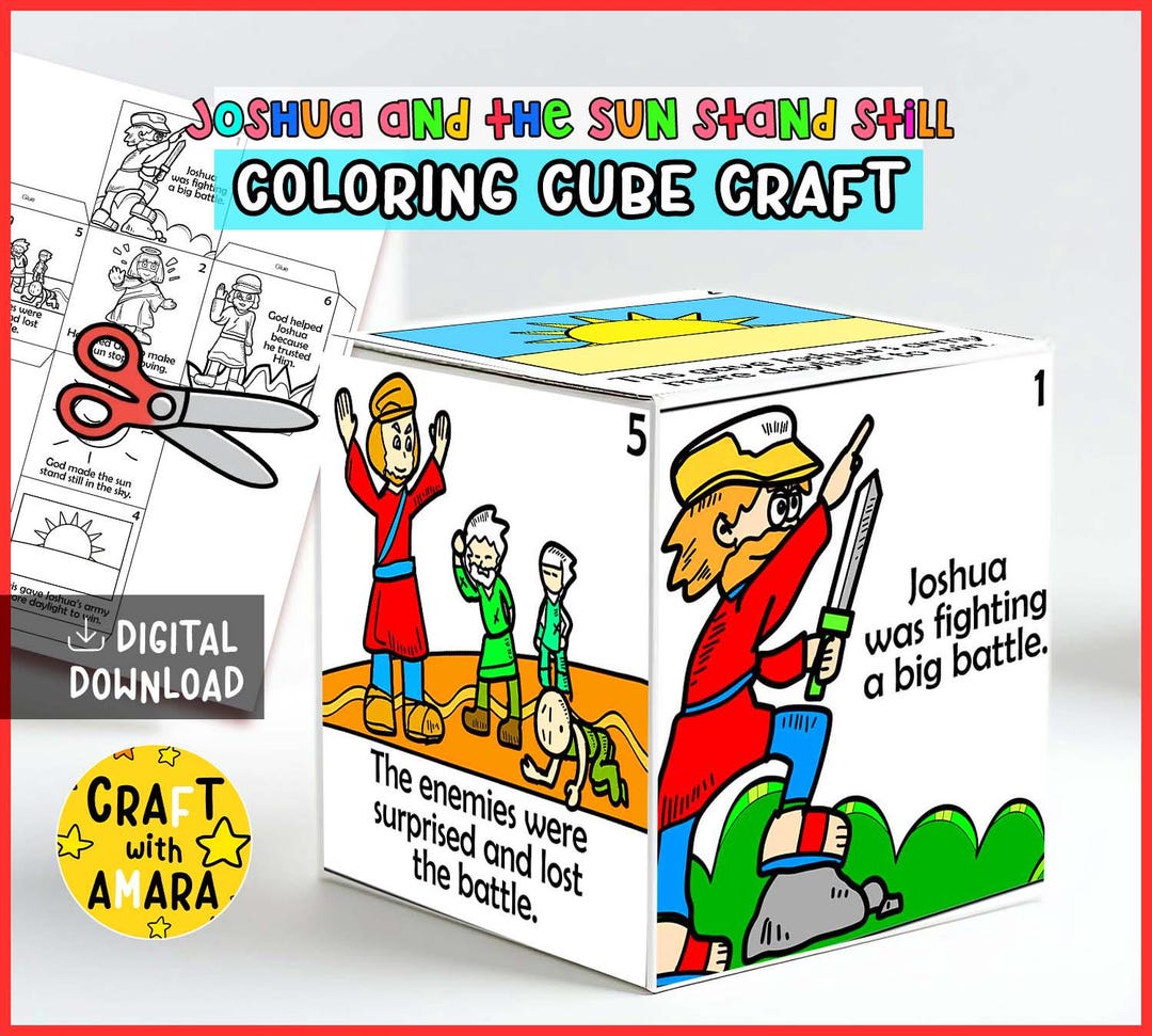 Joshua and the Sun Stand Still Coloring Cube Craft, Memory Games, Bible ...