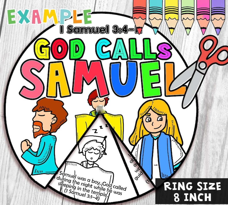 God Calls Samuel Spinner Coloring Wheel, Bible Activity, Kids Bible ...