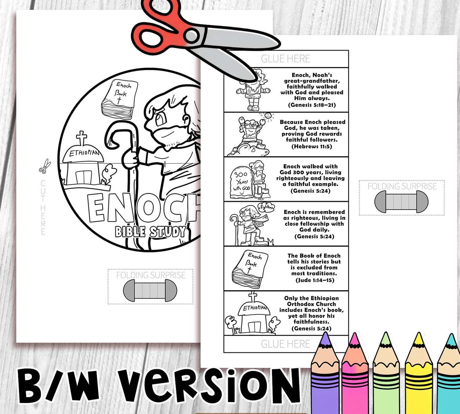 ENOCH Folding Surprise Coloring Bible Craft: Bible Story Lesson, Sunday ...
