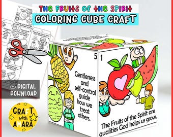The Fruits of the Spirit Coloring Cube Craft, Holy Spirit, Bible Verse ...