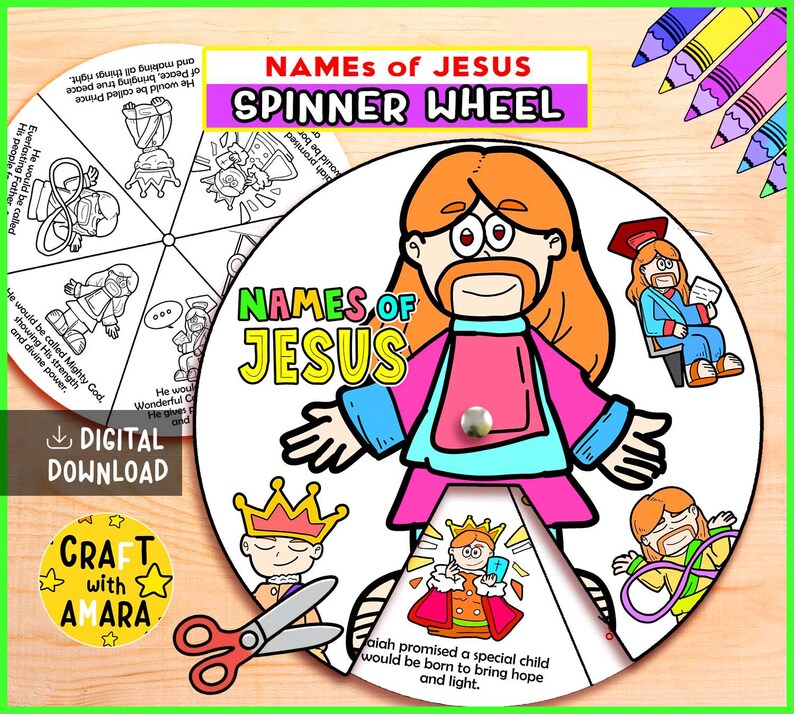 ISAIAH 9:6 Names of Jesus Coloring Wheel Bible Craft, Birth of Jesus ...