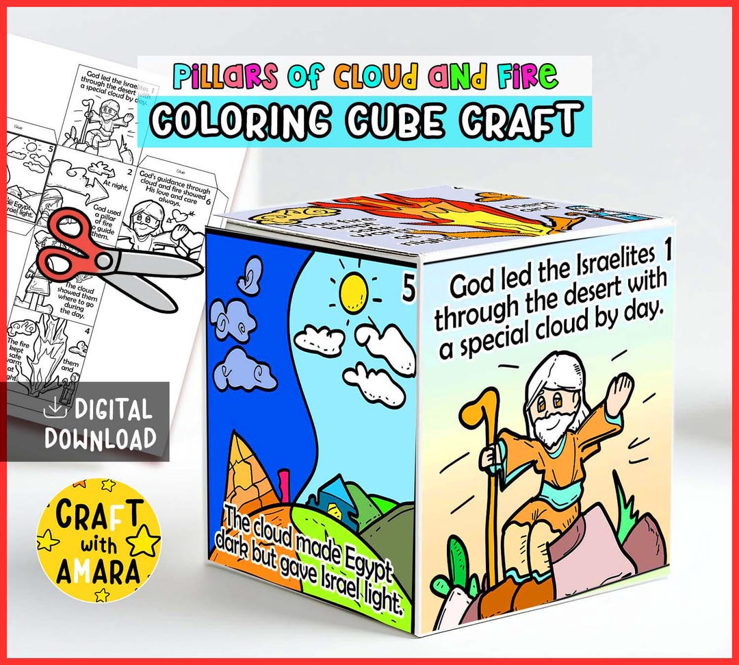Pillars of Cloud and Fire Coloring Cube Craft: Memory Games, Bible ...