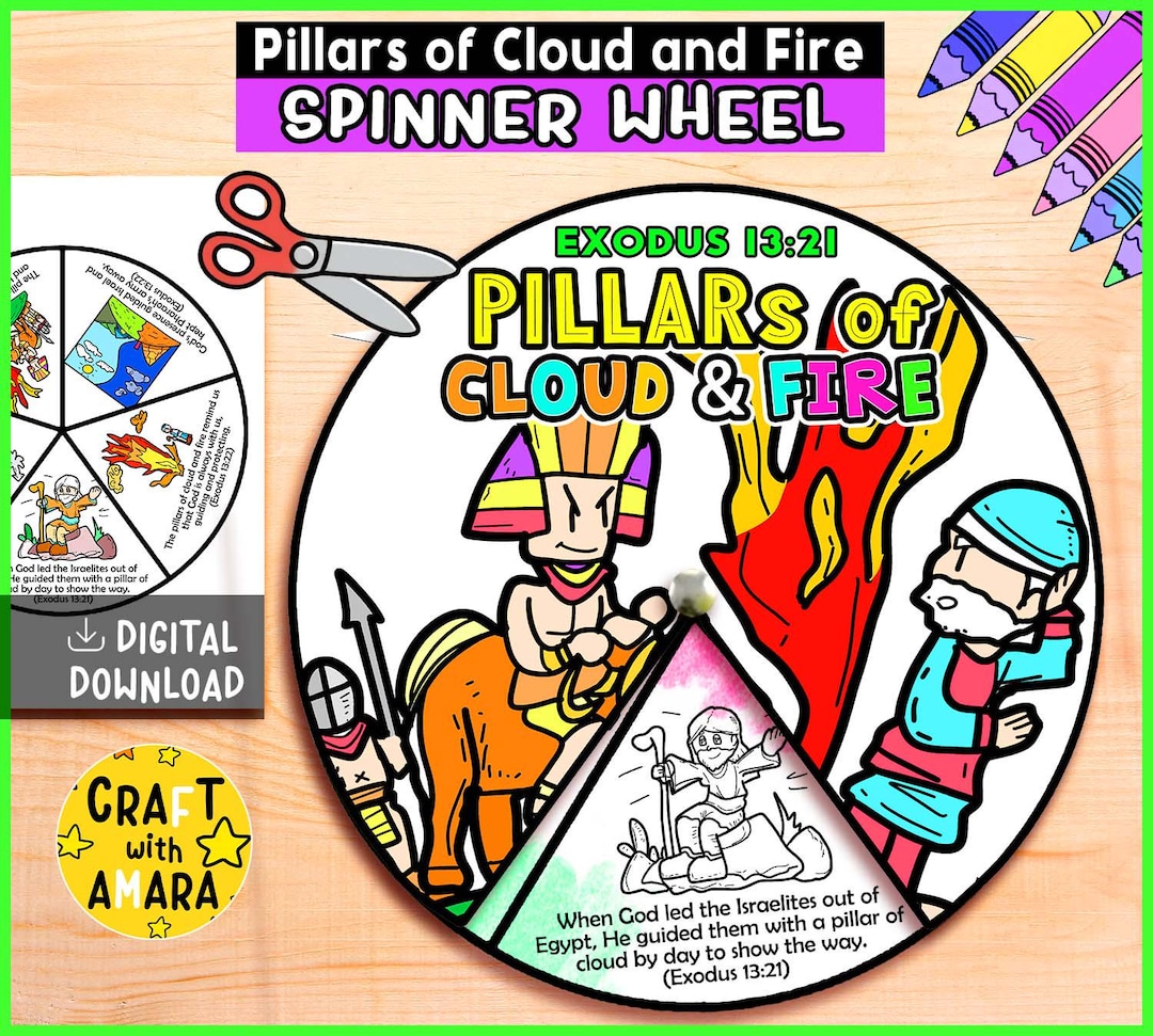 Pillars of Cloud and Fire Spinner Coloring Wheel Craft: Bible Lesson ...
