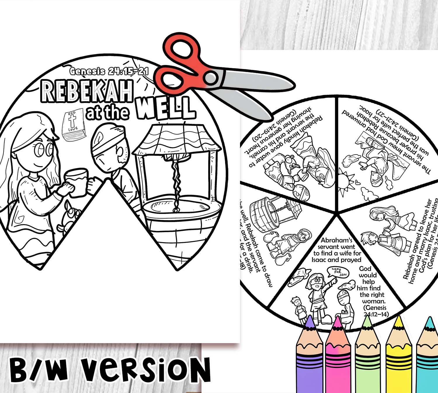 Rebekah at the Well Spinner Coloring Wheel Craft: Bible Lesson Study ...