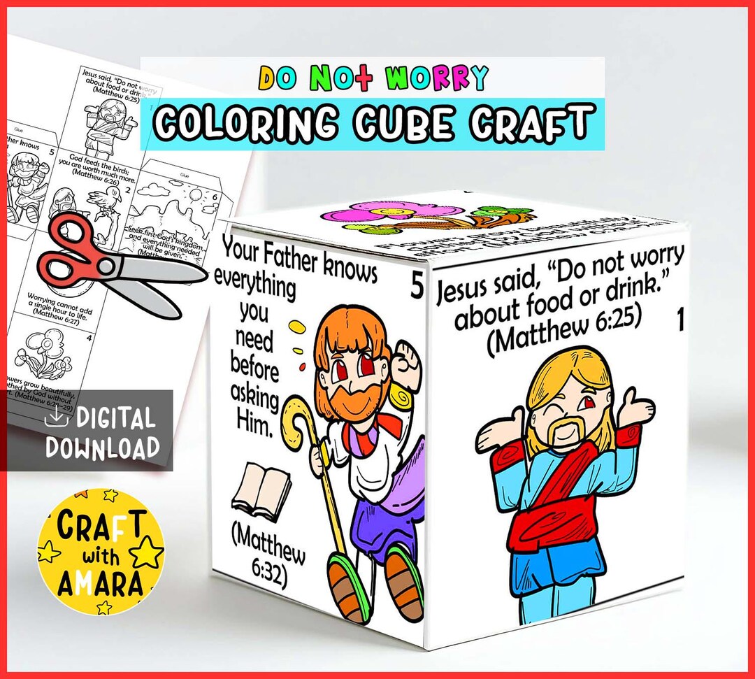 Do Not Worry Coloring Cube Craft: Bible Verse, Christian Scripture ...