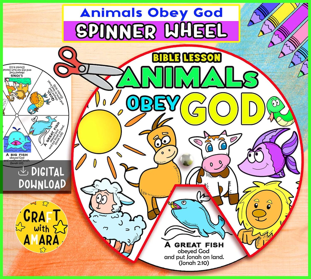 Animals Obey God Spinner Coloring Wheel: Bible Summary Lesson Story ...