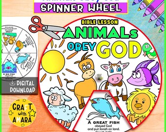 Animals Obey God Spinner Coloring Wheel: Bible Summary Lesson Story ...