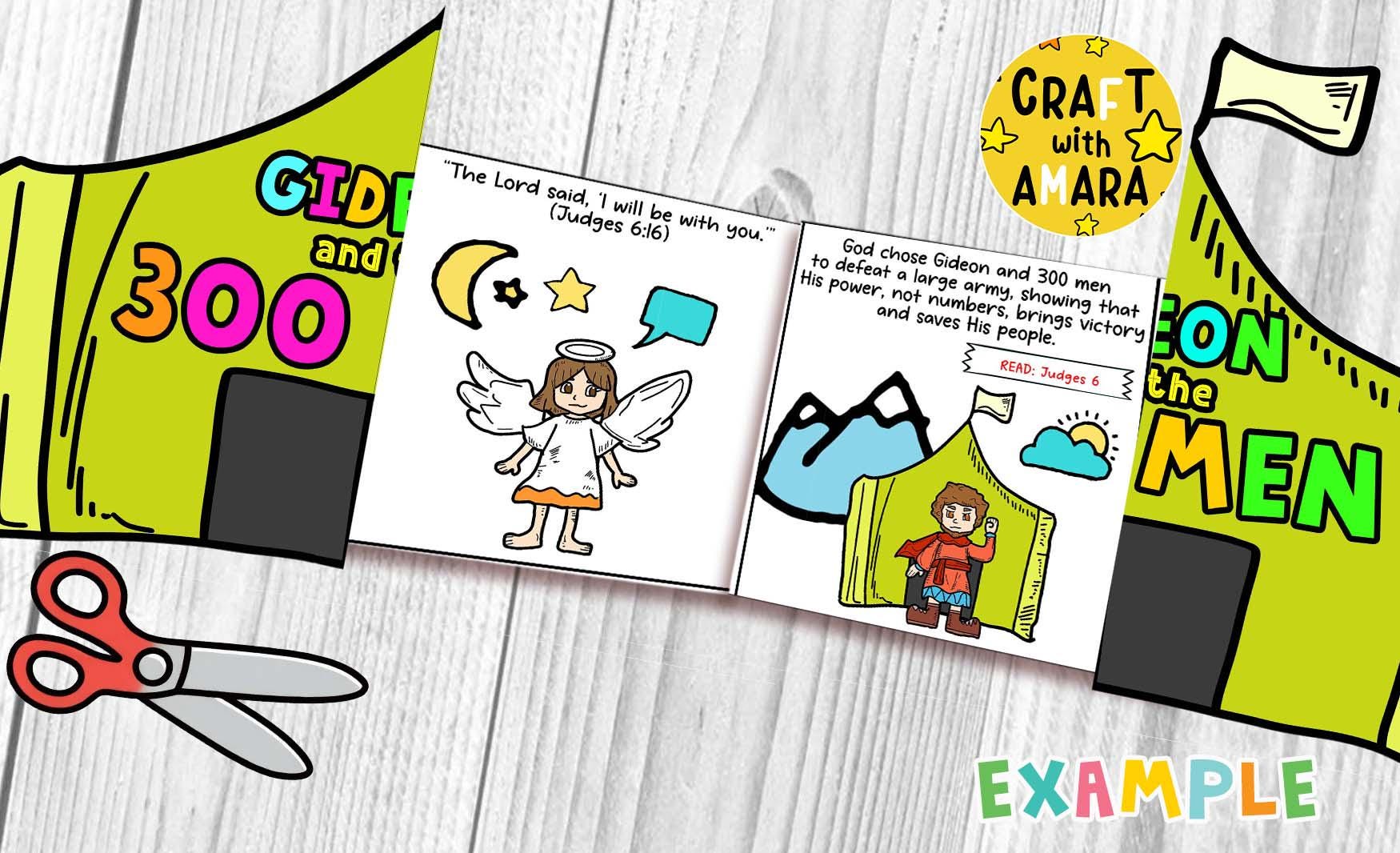 Gideon and the 300 Men Easy Coloring Folding Surprise Bible Craft ...