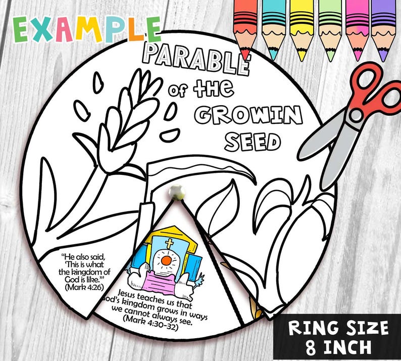 Parable of the Growing Seed Spinner Coloring Wheel Bible Craft ...