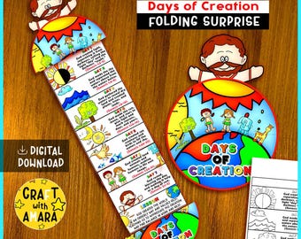 7 Days of Creation Folding Surprise Craft, the Creation Story for Kids ...