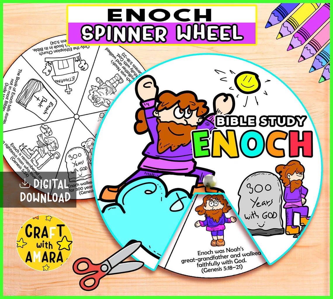 ENOCH Spinner Coloring Wheel, Bible Craft Activity Kid, Bible Story ...