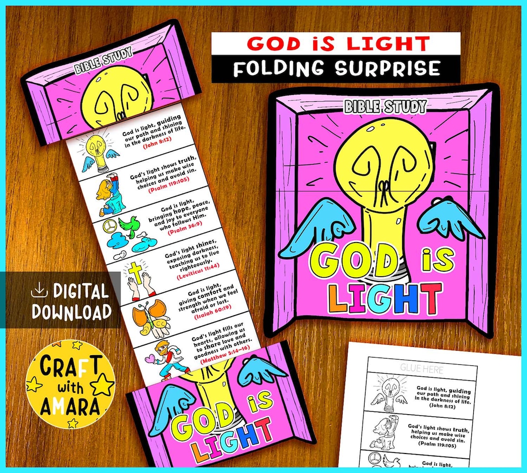 God is Light Folding Surprise Coloring Craft: Christian Faith, Bible ...