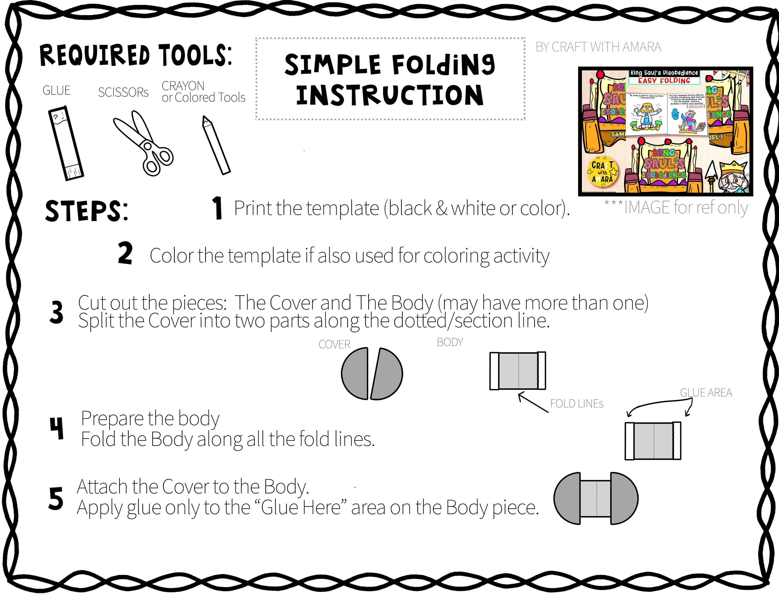King Saul's Disobedience Easy Coloring Folding Surprise Bible Craft ...