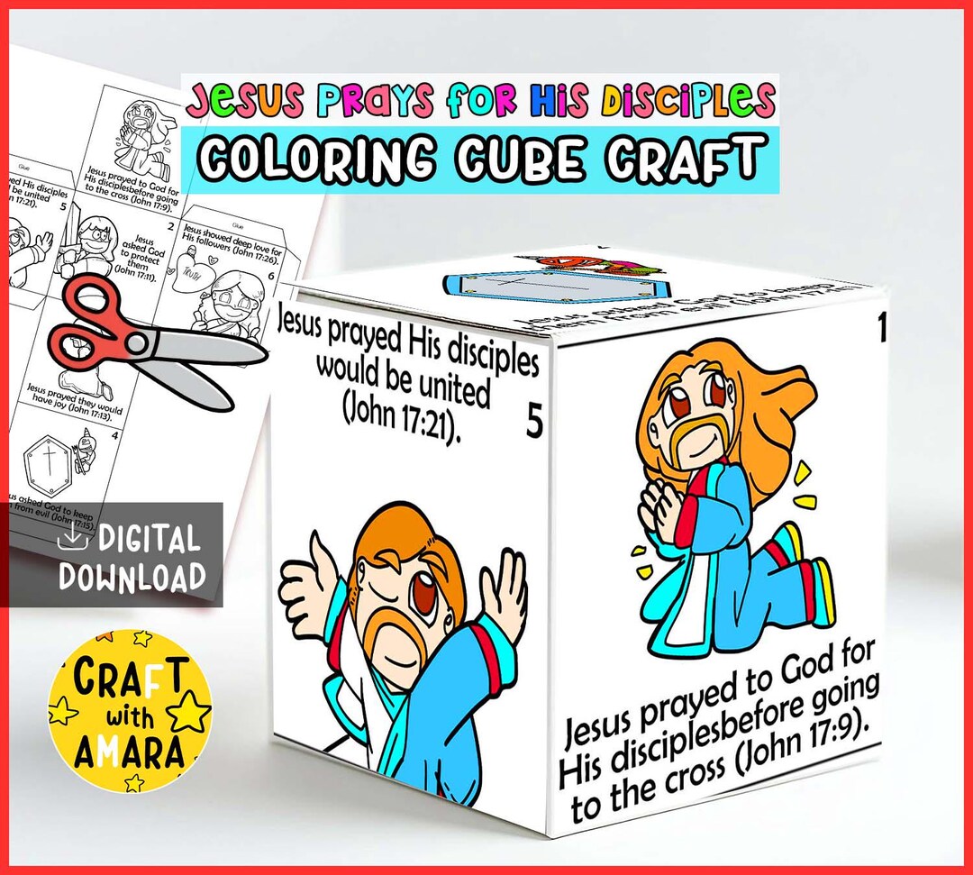 Jesus Prays for His Disciples Coloring Cube Bible Craft: Memory Games ...