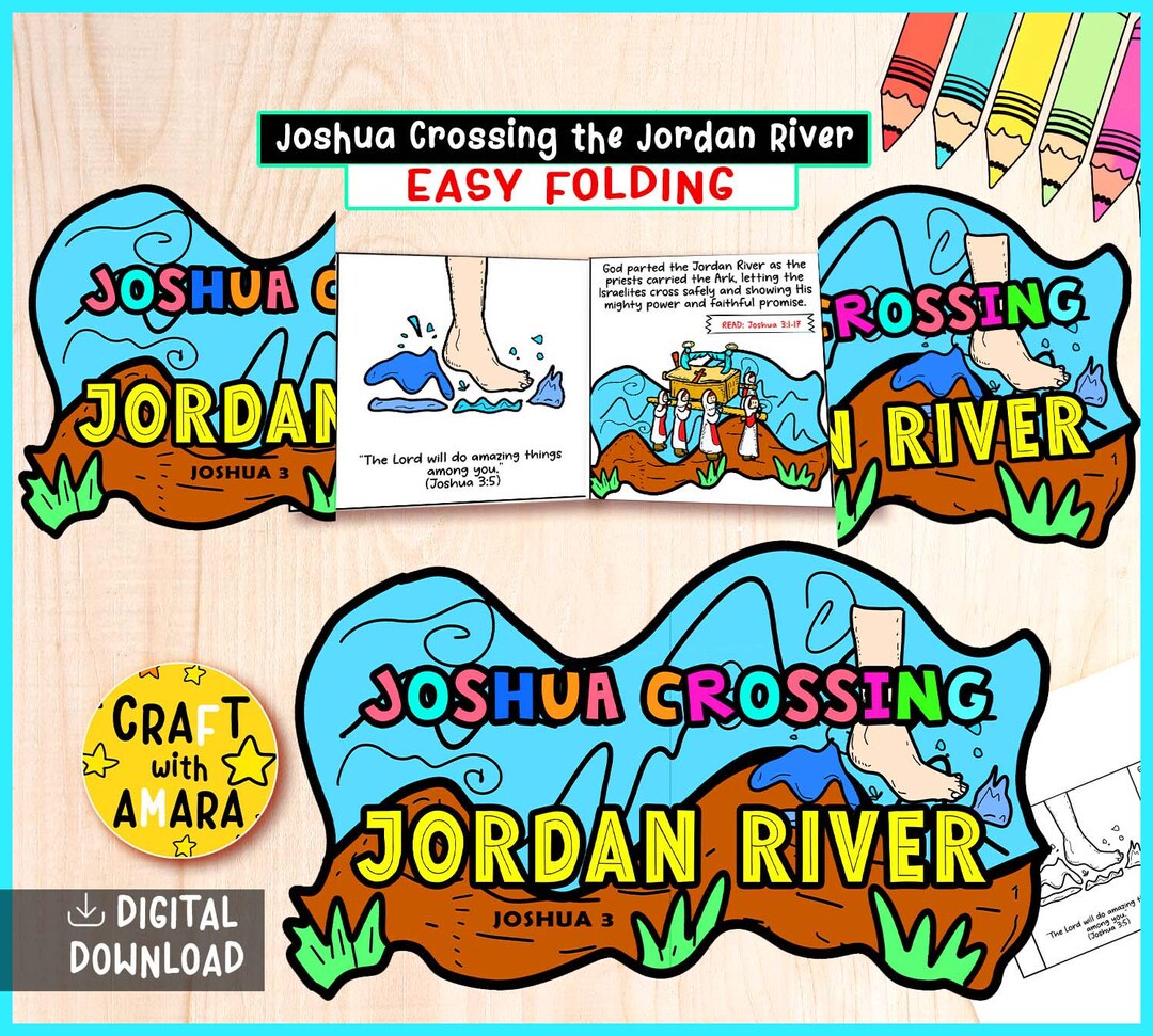 Joshua Crossing the Jordan River Easy Coloring Folding Surprise Bible ...