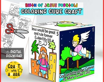 Birth of Jesus Foretold Coloring Cube Bible Craft: the Annunciation ...
