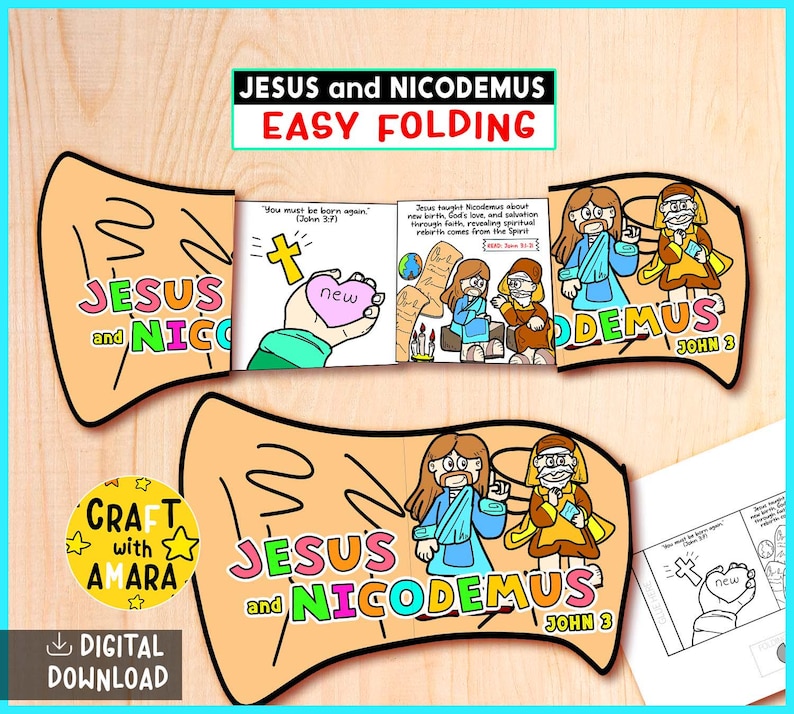 Jesus and Nicodemus Easy Coloring Folding Surprise Bible Craft ...