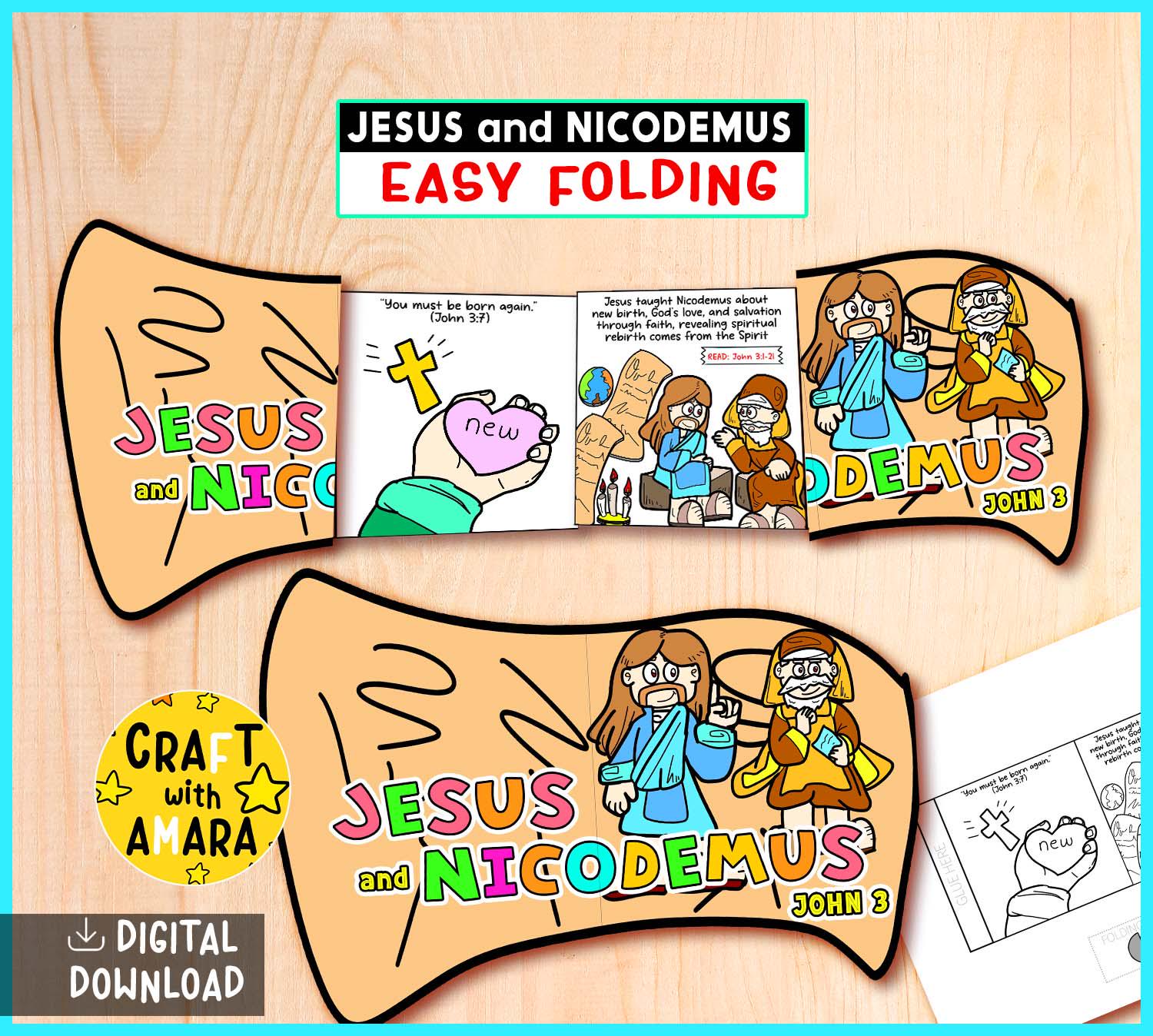 Jesus and Nicodemus Easy Coloring Folding Surprise Bible Craft ...