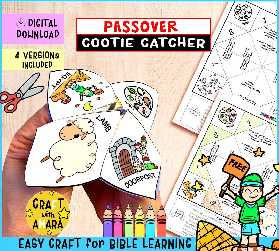 PASSOVER Coloring Cootie Catcher: Bible Sunday School Craft, Fortune ...