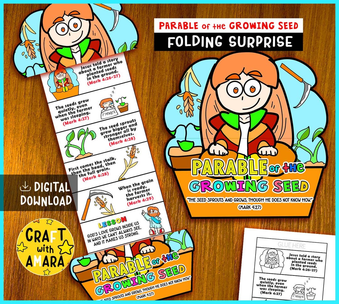 Parable of the Growing Seed Folding Surprise Bible Craft: Children ...